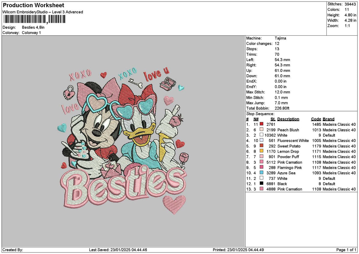 Mickeyduck 01 Embroidery File 6 sizes – Master Digitizer