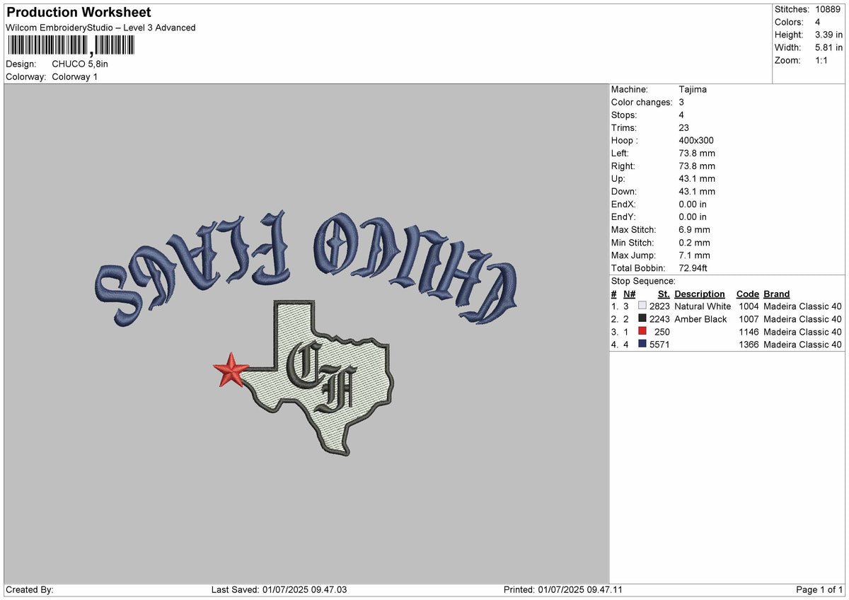 Chuco Flag Embroidery File – Master Digitizer