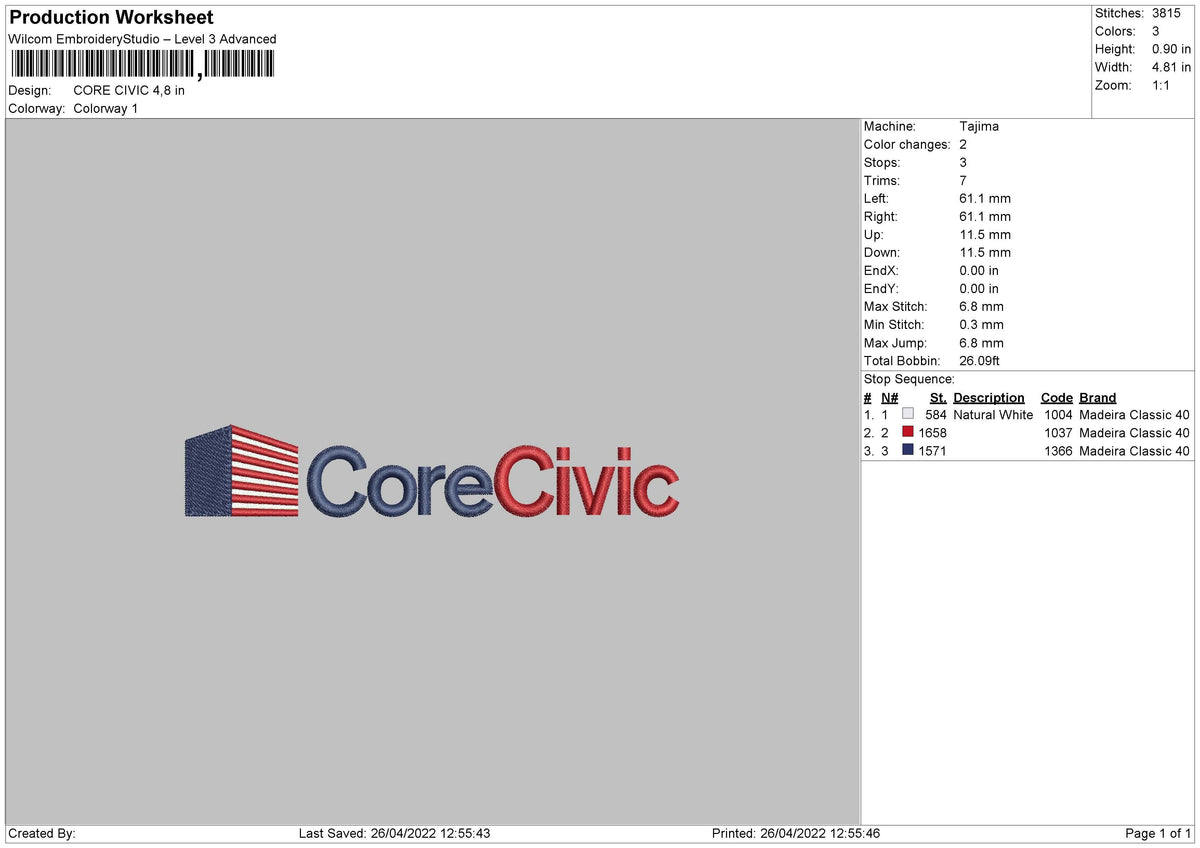 Core Civic Embroidery File 4 size – Master Digitizer