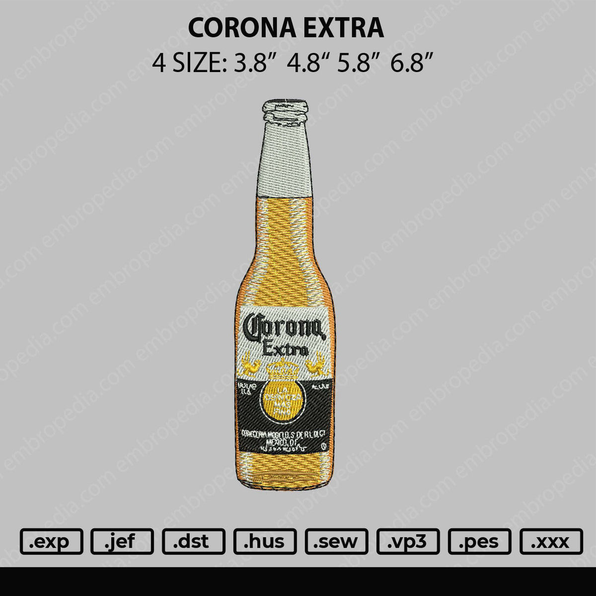 Corona Extra Embroidery File 4 size – Master Digitizer