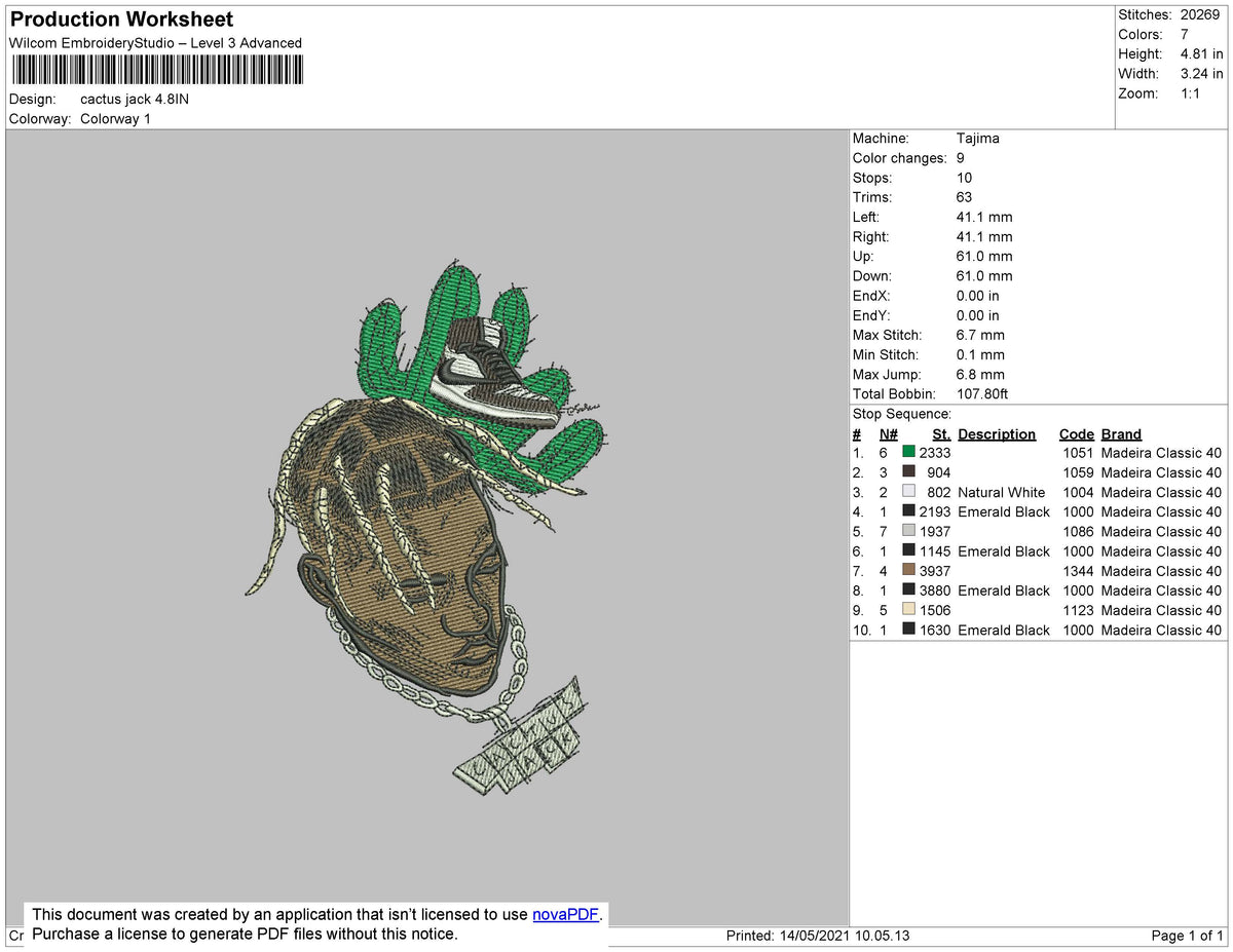 1 Cactus Jack Embroidery File 4 size – Master Digitizer