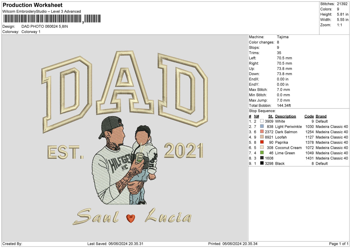 Dad Photo 0624 Embroidery File 6 sizes – Master Digitizer
