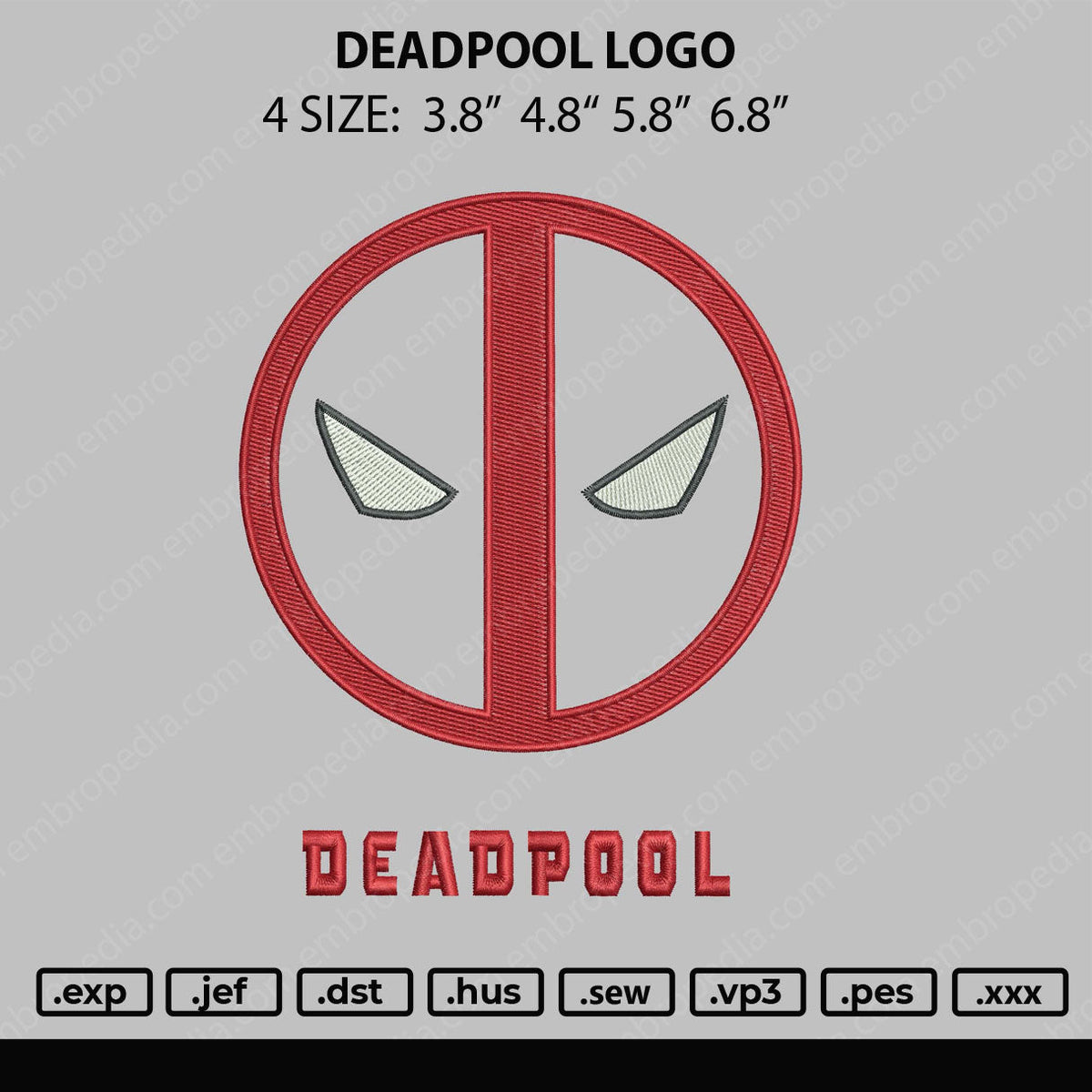 Deadpool Logo Embroidery File 4 size – Master Digitizer
