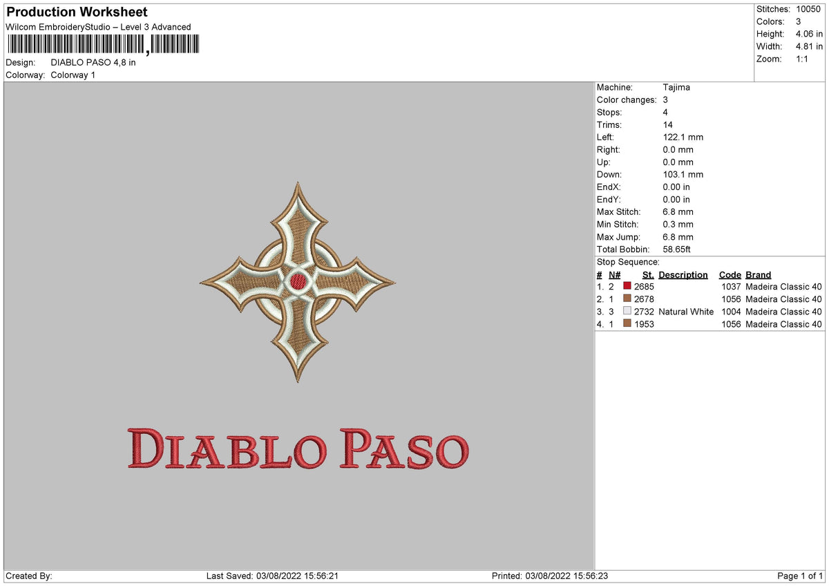 Diablo Paso Embroidery File 4 sizes – Master Digitizer