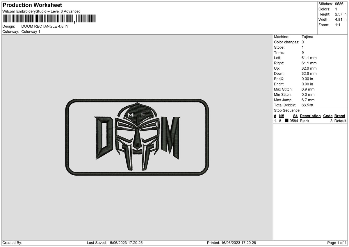Doom Rectangle Embroidery File 6 sizes – Master Digitizer