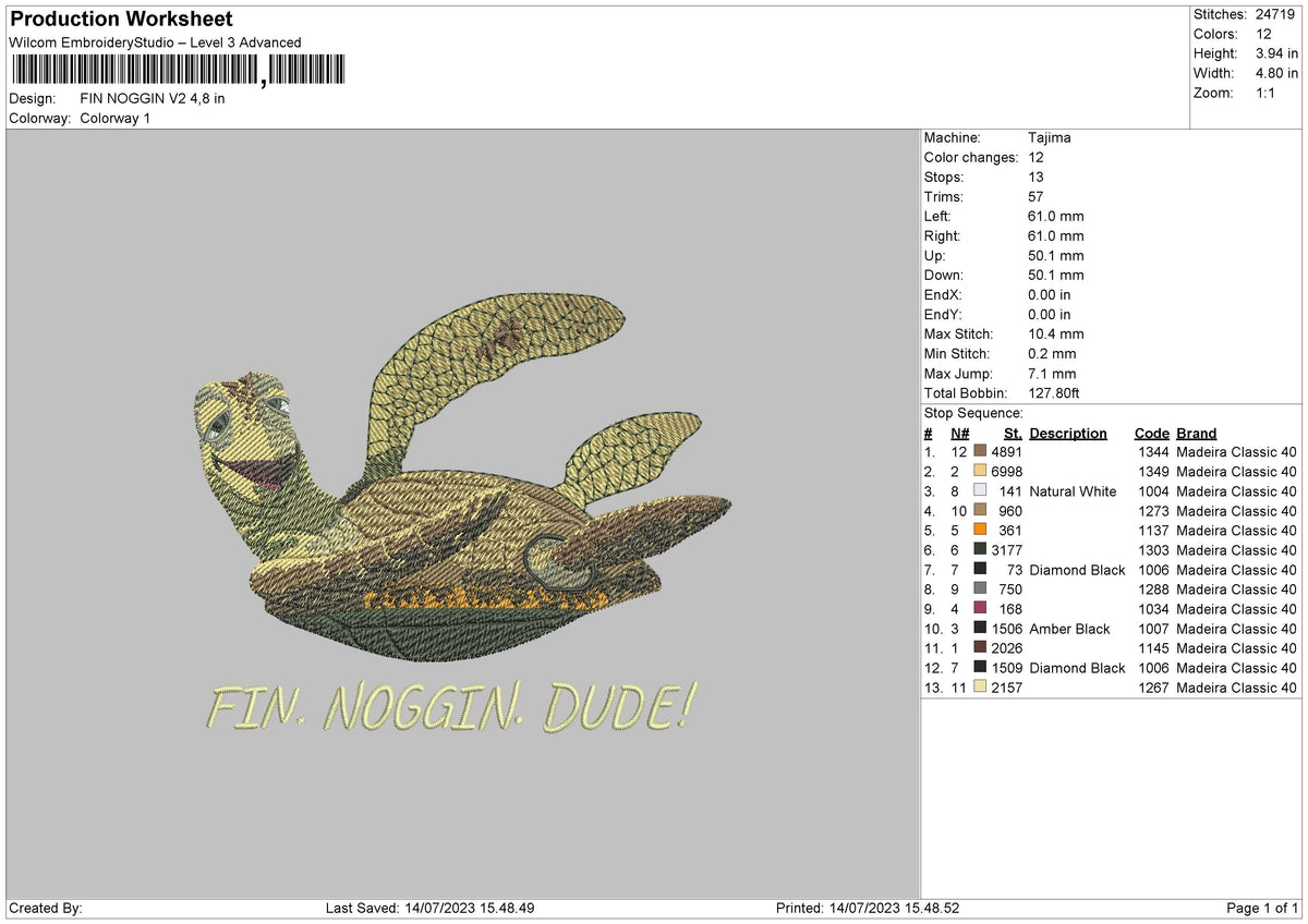 Fin Noggin V2 Embroidery File 6 sizes – Master Digitizer