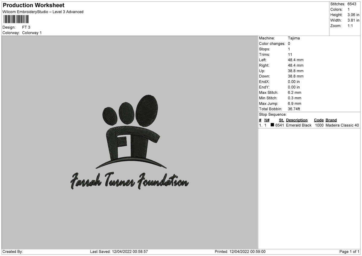 FT Embroidery File 4 size – Master Digitizer