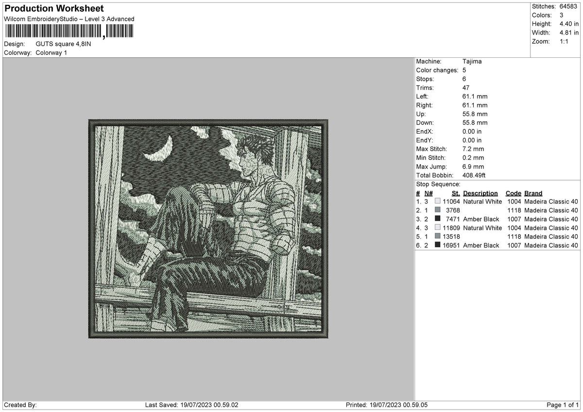 Guts Square Embroidery File 6 sizes – Master Digitizer