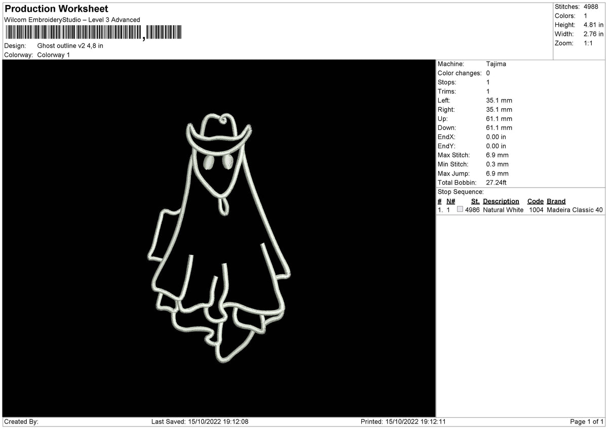 Ghost Outline V2 Embroidery File 6 sizes – Master Digitizer