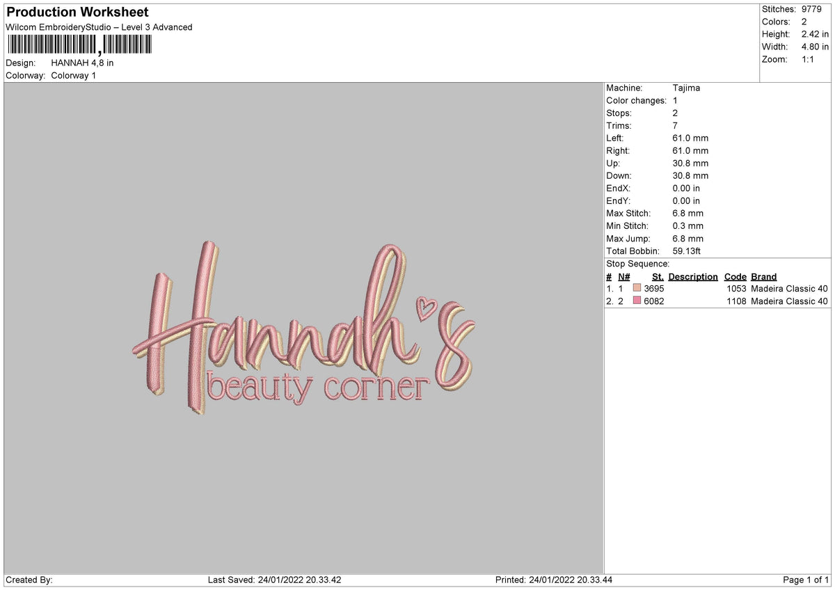 Hannah Embroidery File 4 size – Master Digitizer