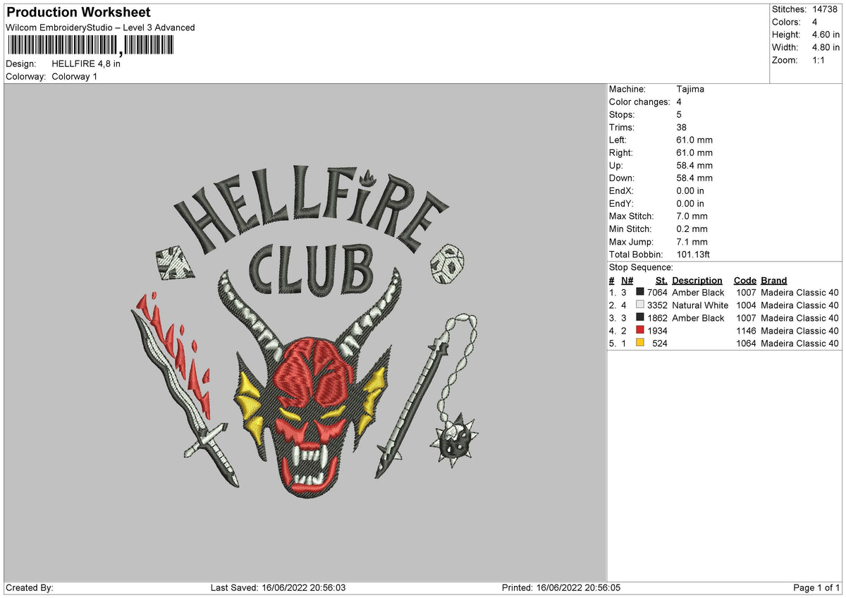 HellFire Embroidery File 4 size – Master Digitizer