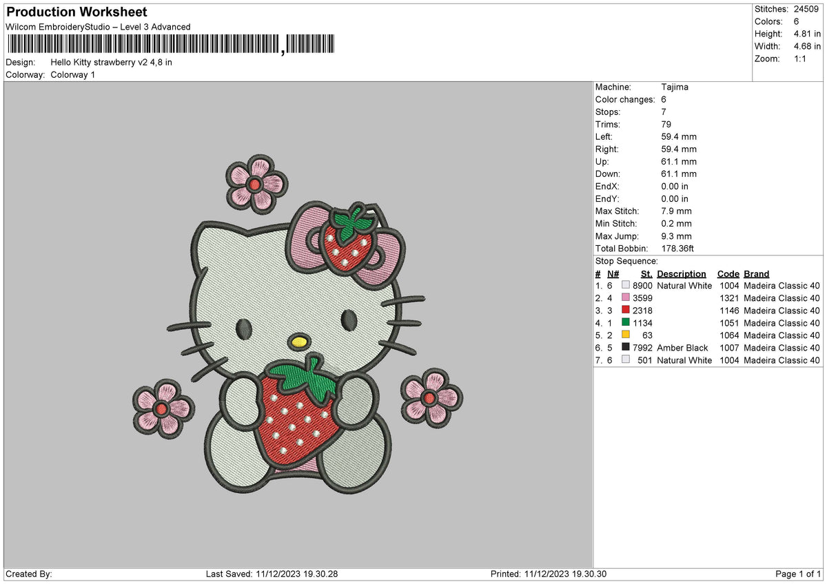 Kitty Berry V2 Embroidery File 6 sizes – Master Digitizer