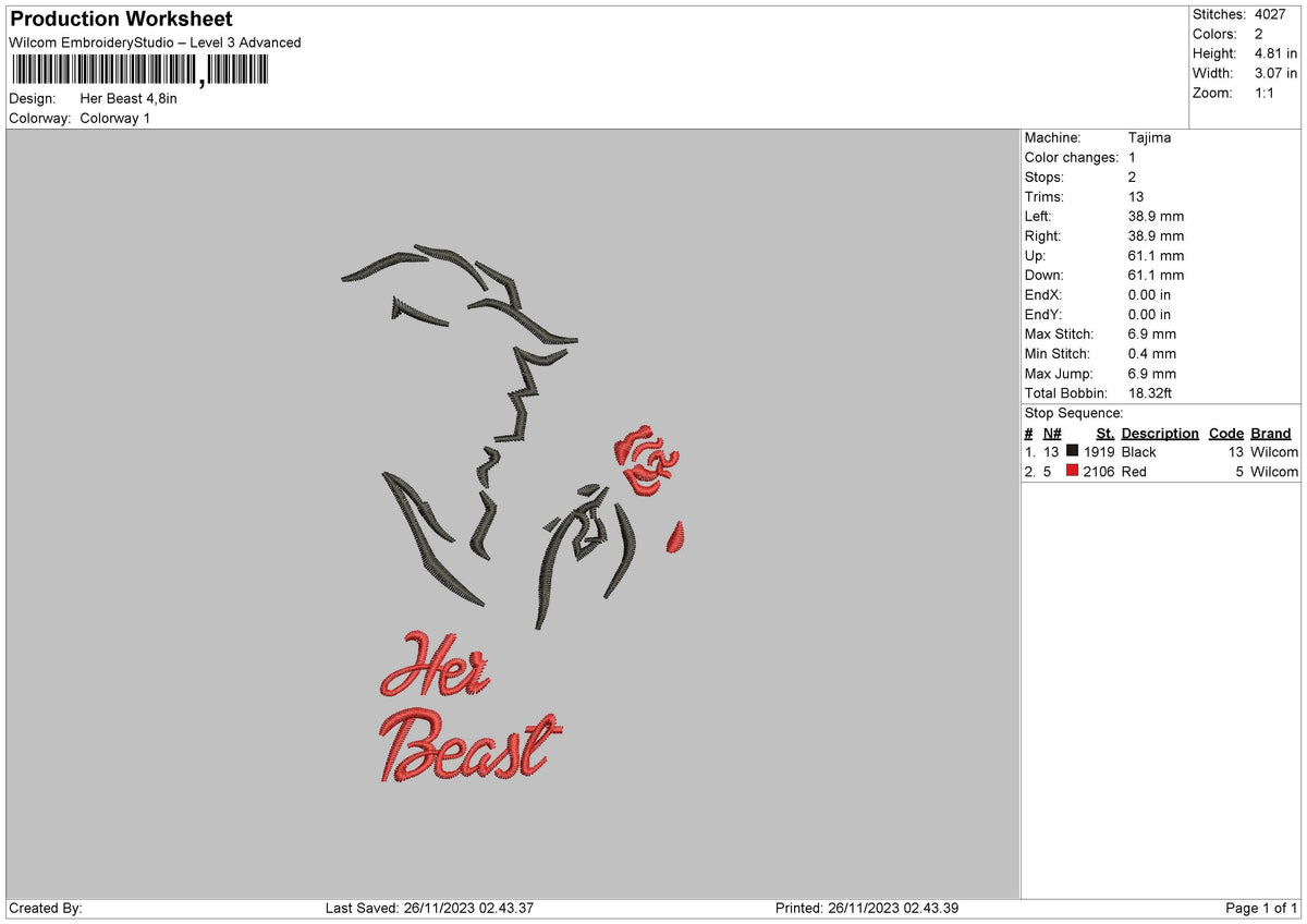 Beast Line Embroidery File 6 sizes – Master Digitizer