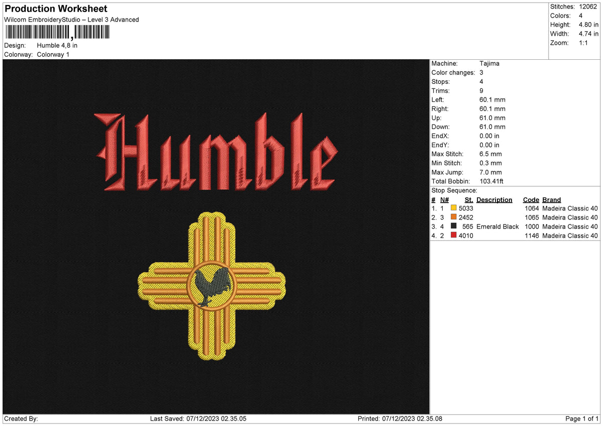 Humble Text Embroidery File 6 sizes – Master Digitizer