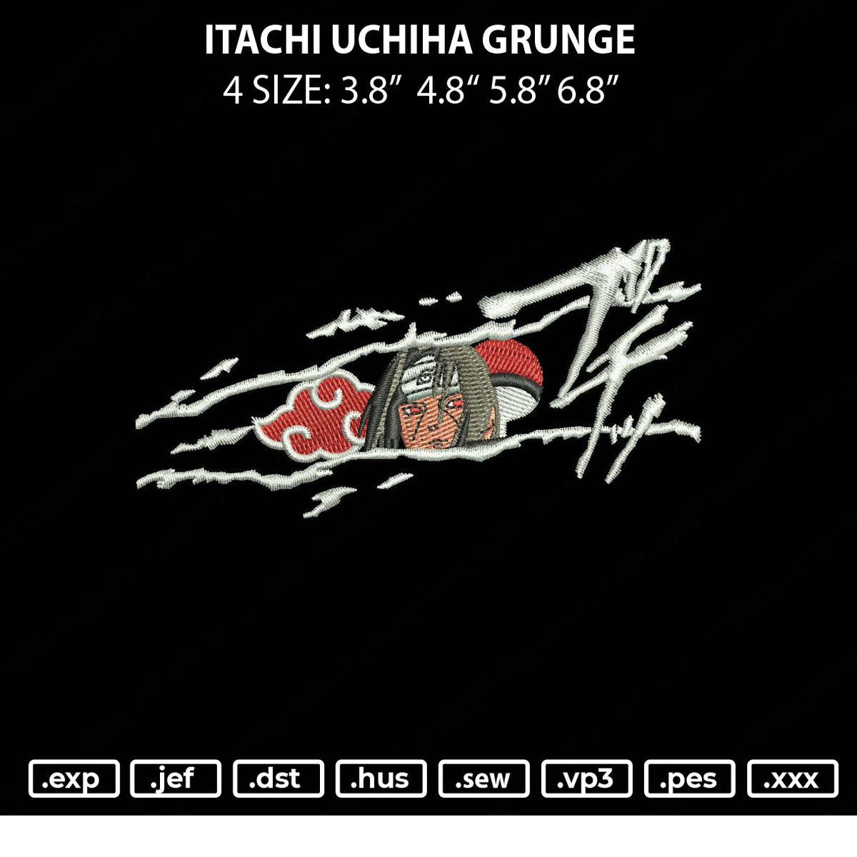 Itachi Uchiha Grunge Embroidery File 4 size – Master Digitizer