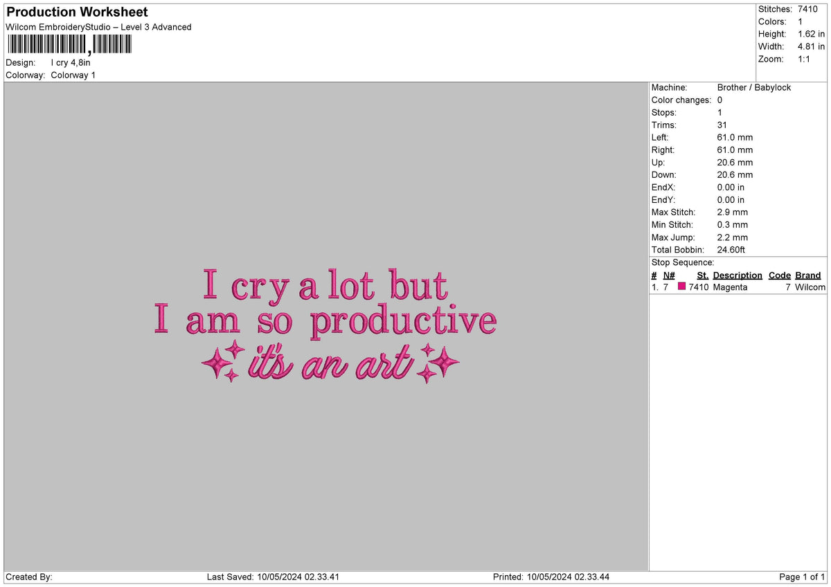 Cry Text 02 Embroidery File 6 sizes – Master Digitizer