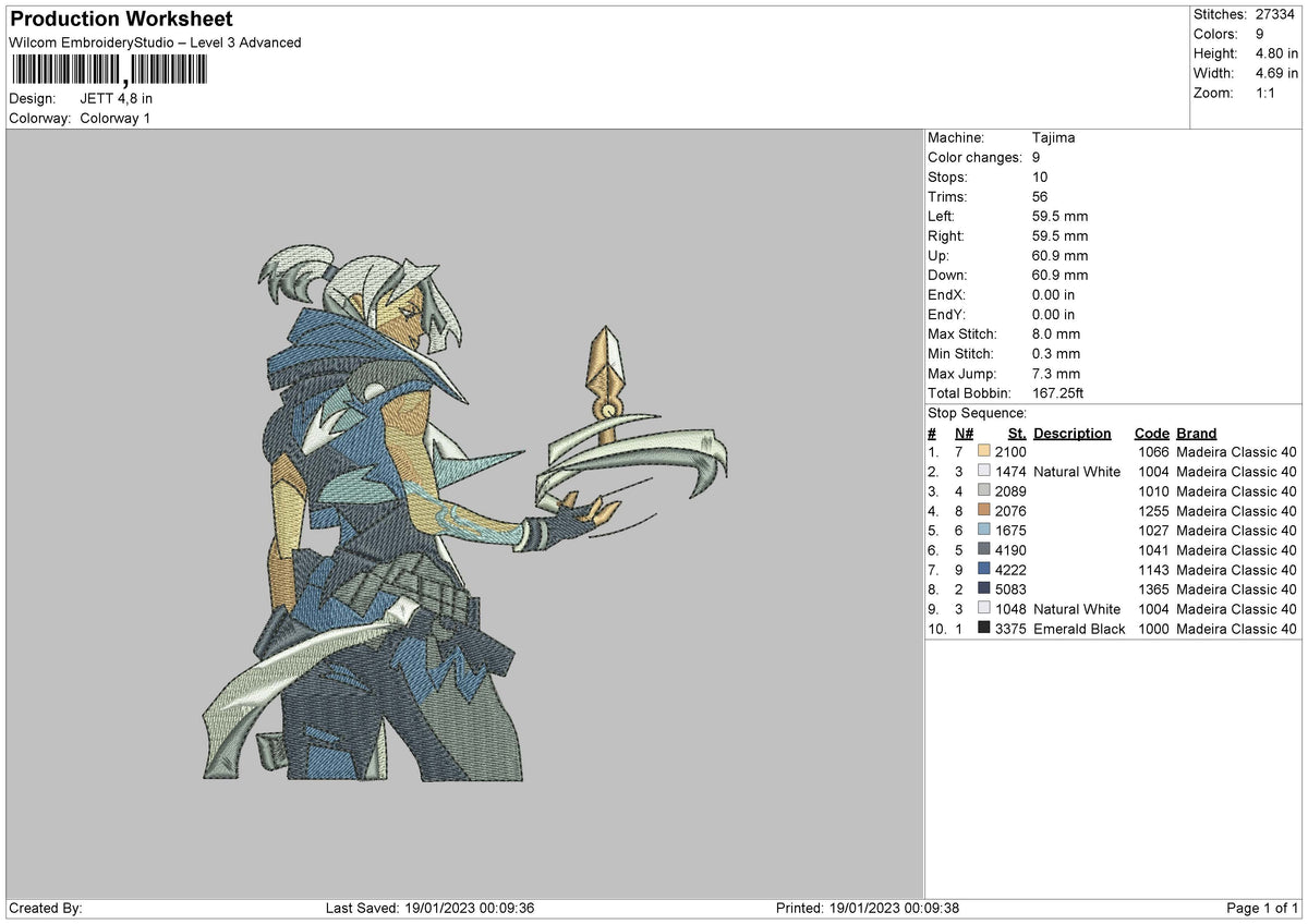 Jett Embroidery File 6 sizes – Master Digitizer