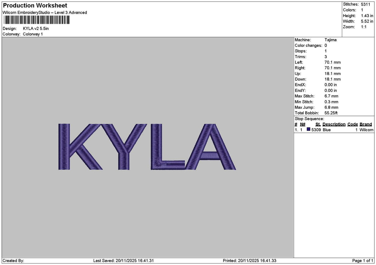 Kylatext v2 Embroidery File 6 sizes – Master Digitizer