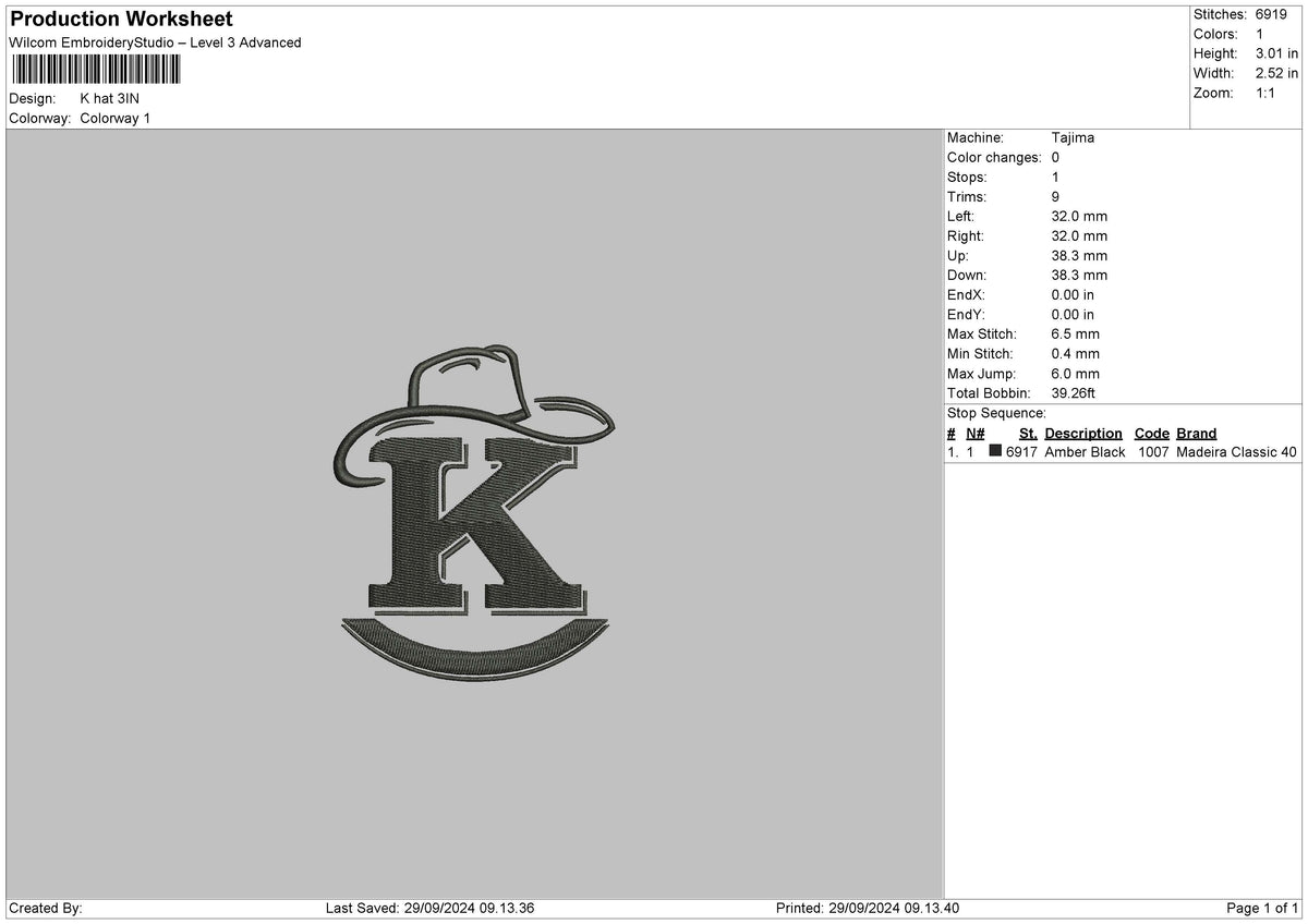 K Hat Embroidery File 6 sizes – Master Digitizer