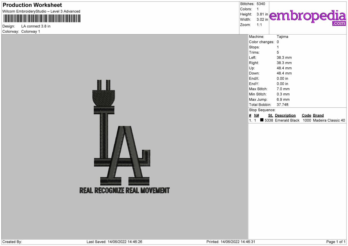 LA Connect Embroidery File 4 size – Master Digitizer
