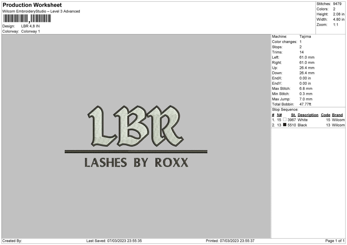 Lbr Embroidery File 6 sizes – Master Digitizer
