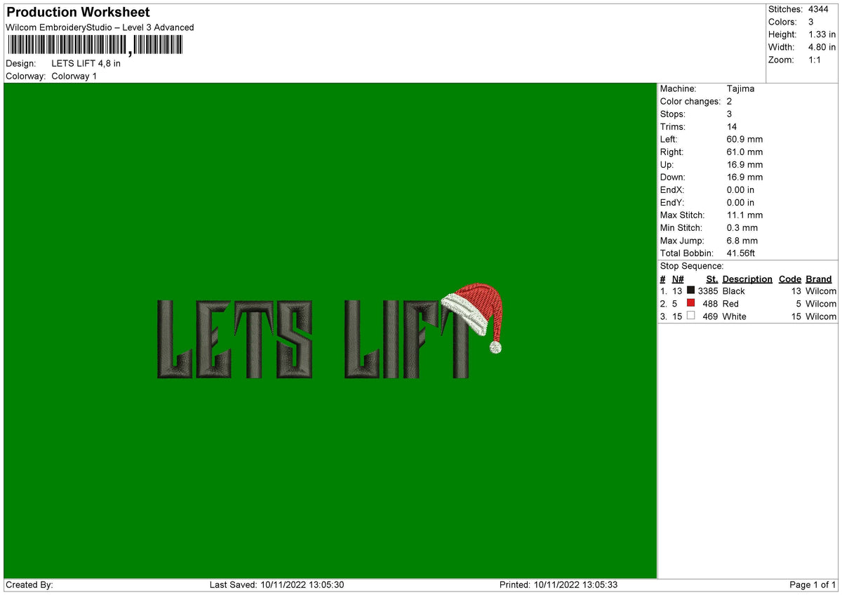 Lets Lift 002 Embroidery File 6 sizes – Master Digitizer