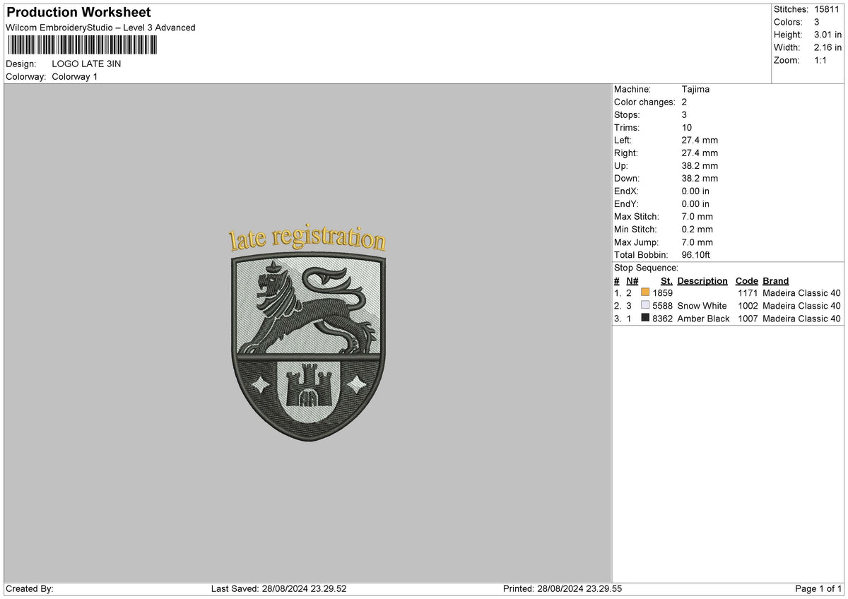 Late Text 01 Embroiery File 6 sizes – Master Digitizer