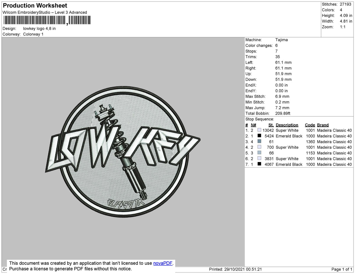Lowkey Logo ERmbroidery File 4 size – Master Digitizer