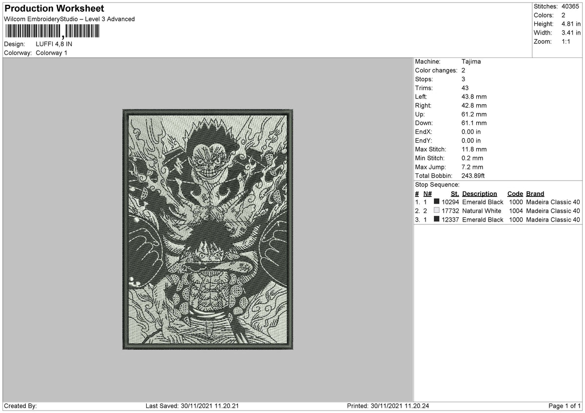 Luffi Embroidery File 4 size – Master Digitizer