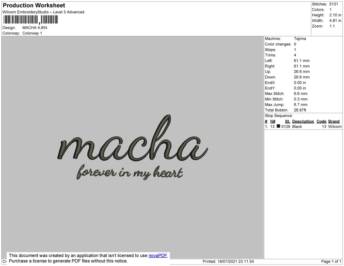 Macha Text Embroidery File 4 size – Master Digitizer