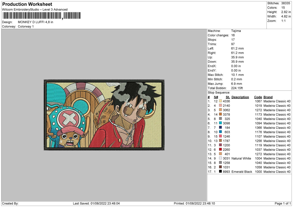 Monkey D Luffy Box Embroidery File 5 sizes – Master Digitizer