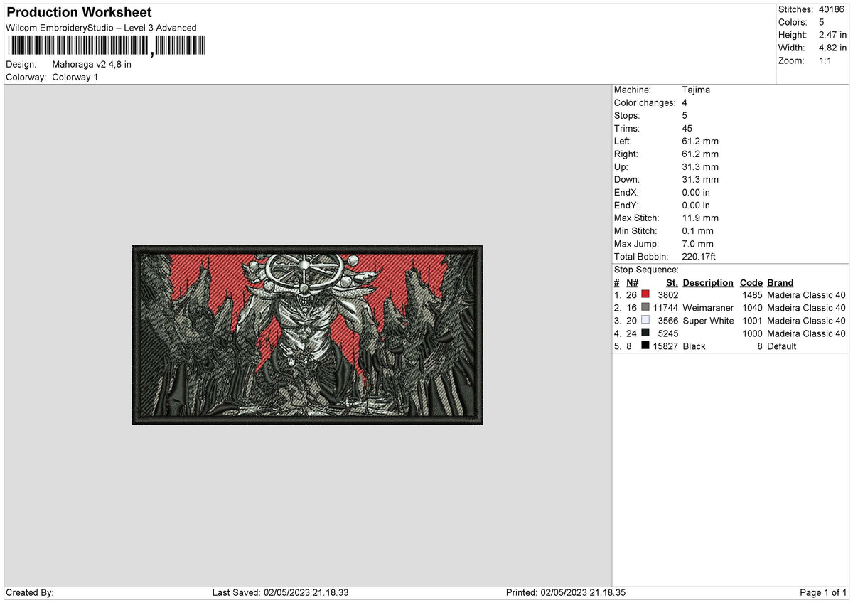 Mahoraga V2 Embroidery File 6 sizes – Master Digitizer