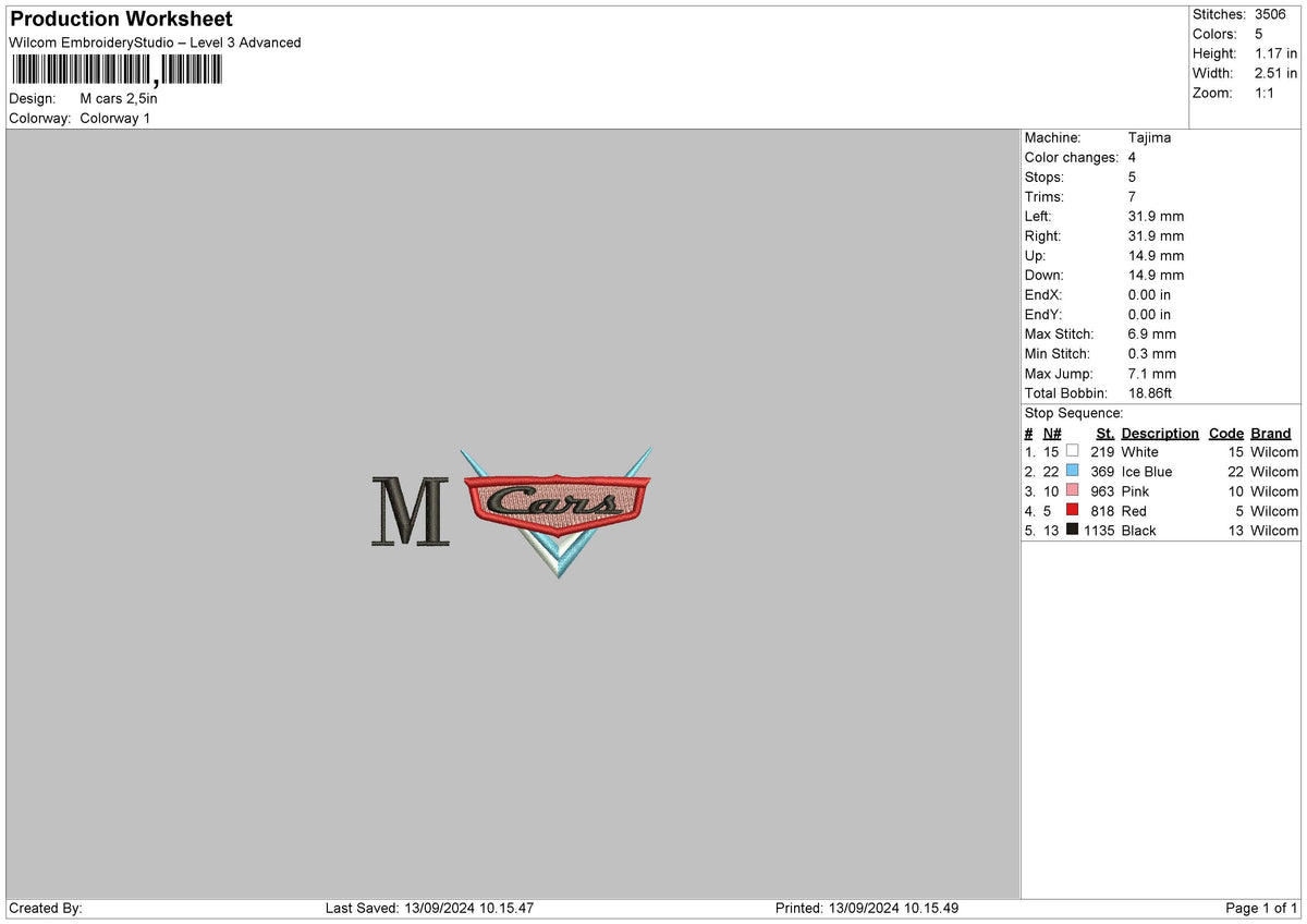 M Cars Embroidery File 6 sizes – Master Digitizer