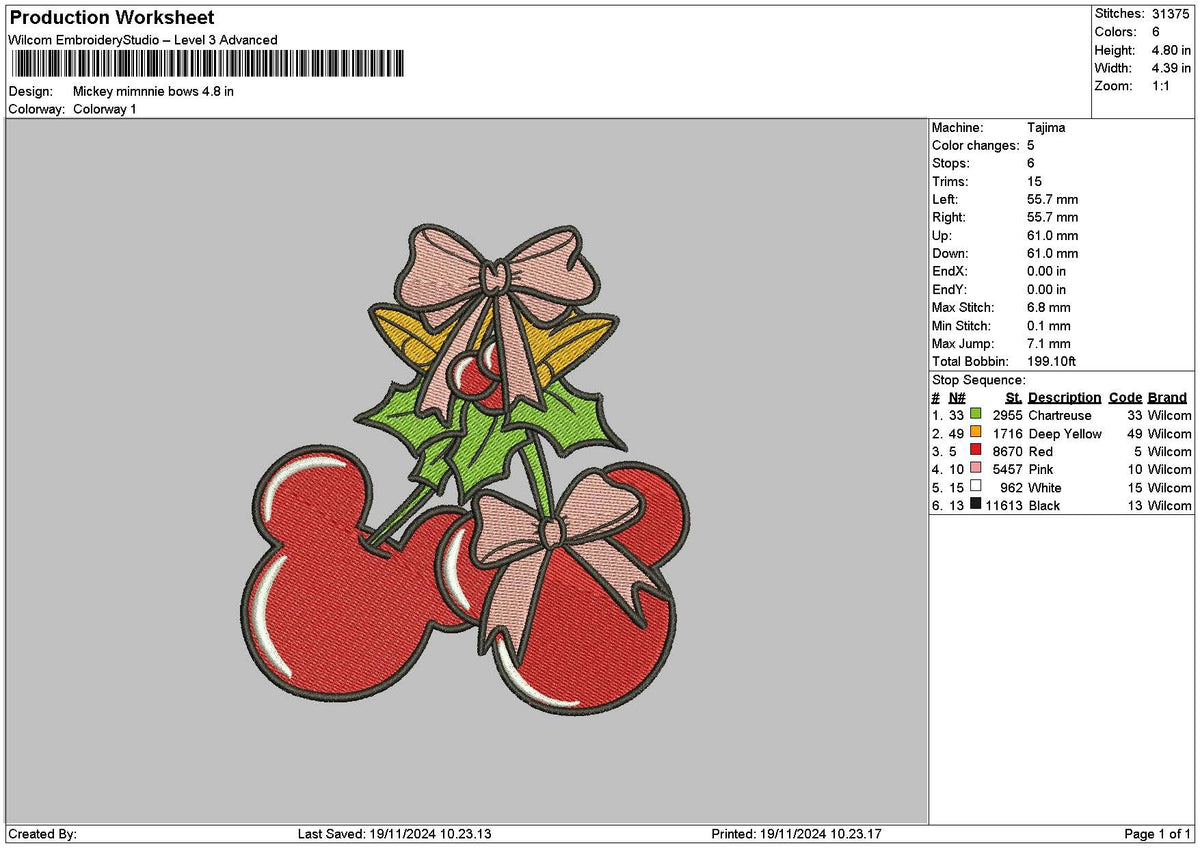 Redbows 01 Embroidery File 6 sizes – Master Digitizer