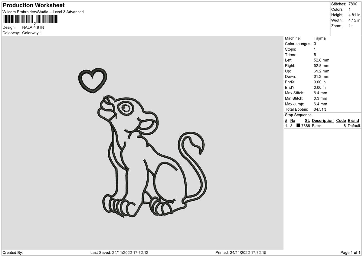 Nala Line Embroidery File 6 sizes – Master Digitizer