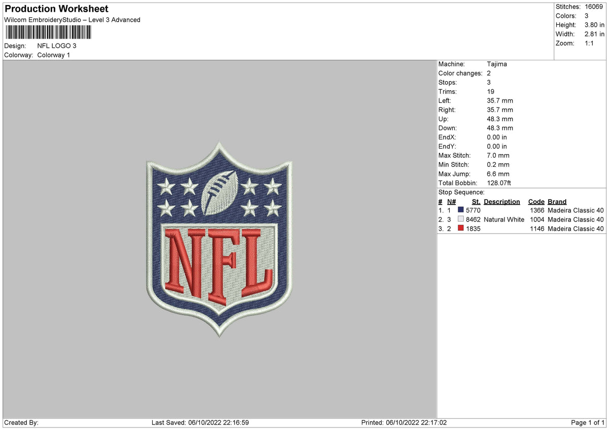 NFL Logo Embroidery File 6 sizes – Master Digitizer