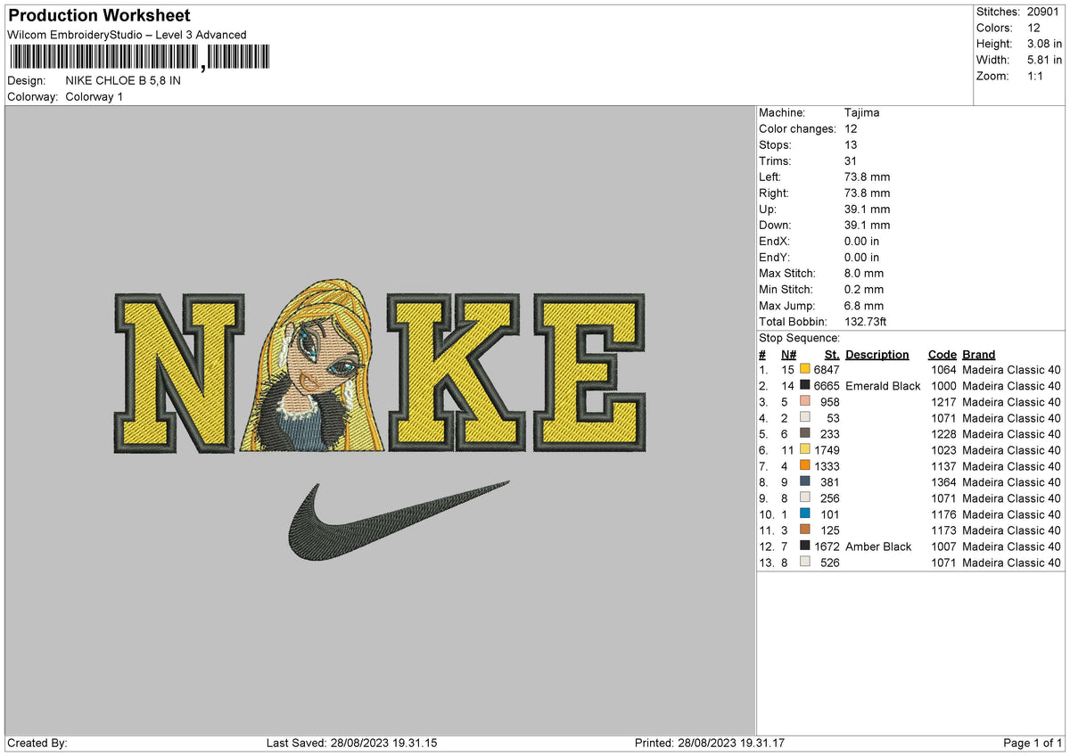 Nike Chloe B Embroidery File 6 sizes – Master Digitizer