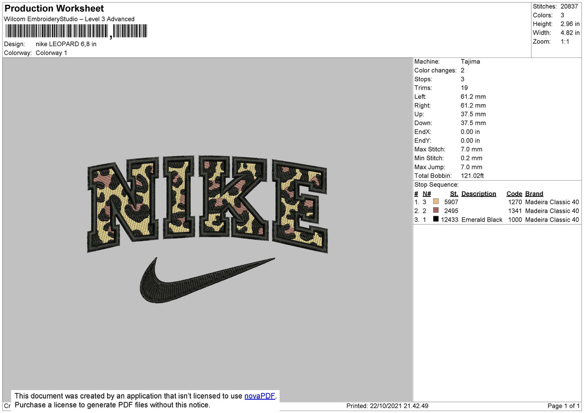Nike Leopard Embroidery File 4 size – Master Digitizer
