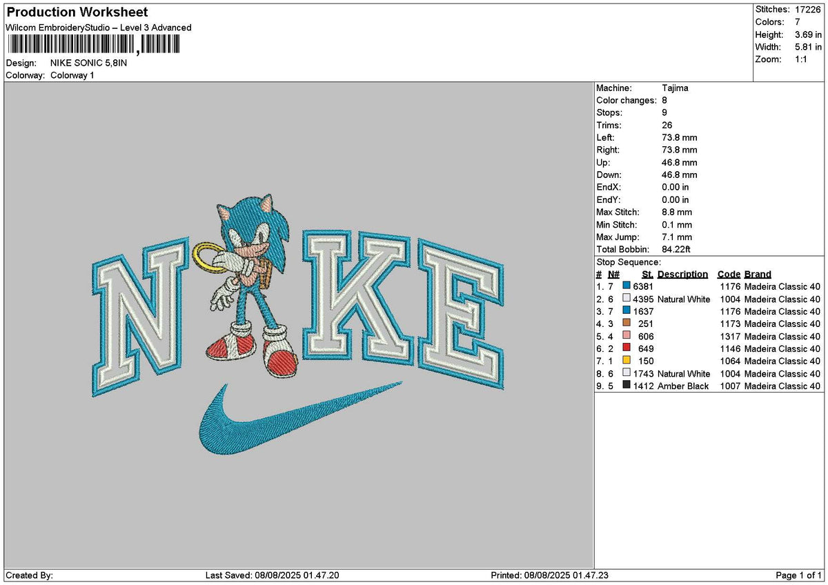 Nike Sonic 0808 Embroidery File 6 sizes – Master Digitizer