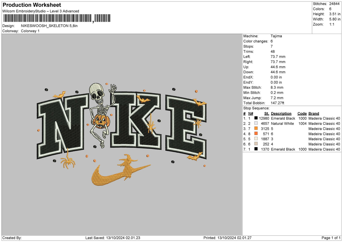 Nike Skeleton 1310 Embroidery File 6 sizes – Master Digitizer