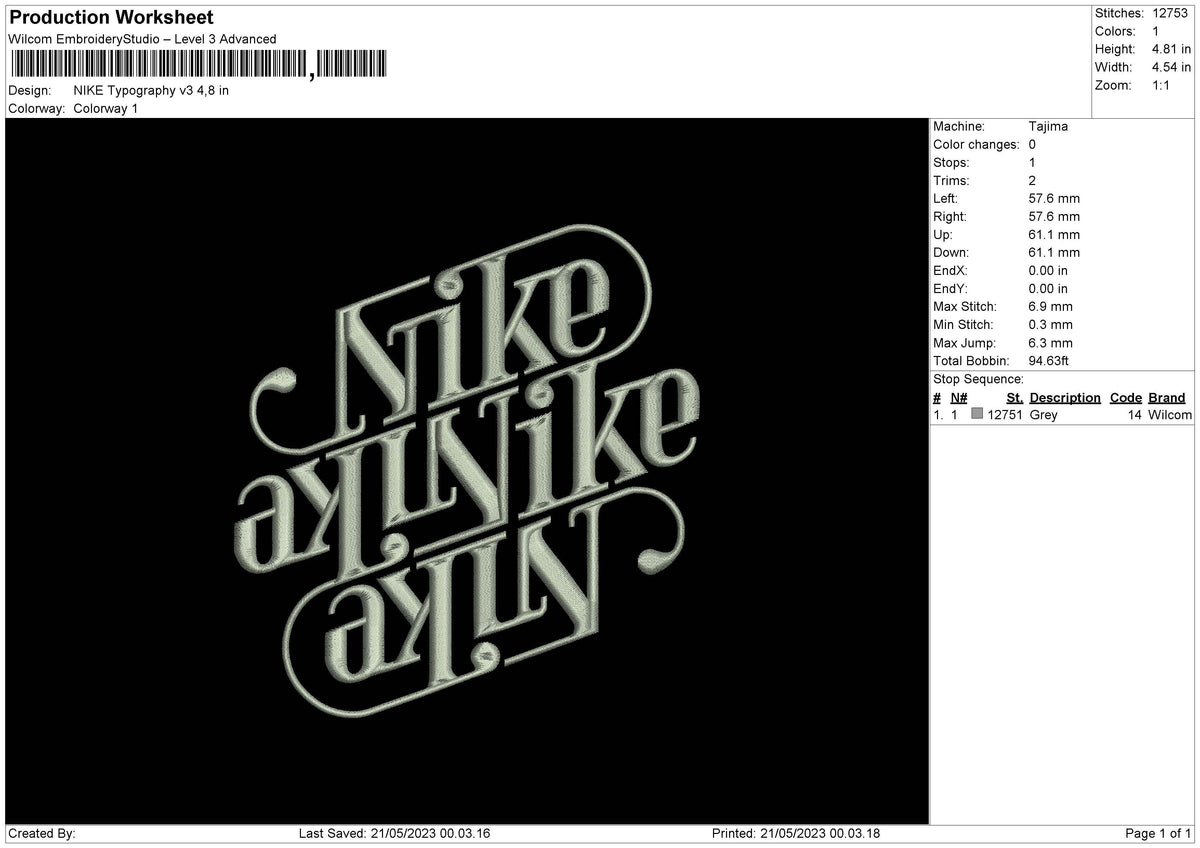 Nike Typography V3 Embroidery File 6 sizes – Master Digitizer