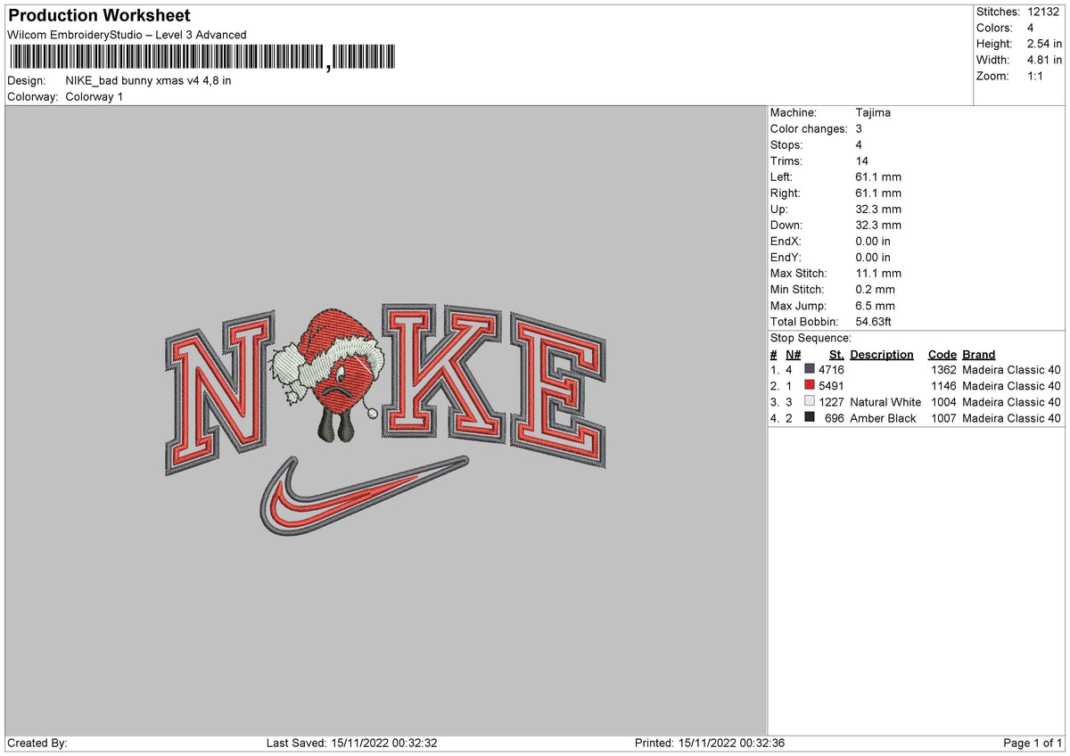 Nike Bad Bunny Xmas V4 Embroider File 6 sizes – Master Digitizer