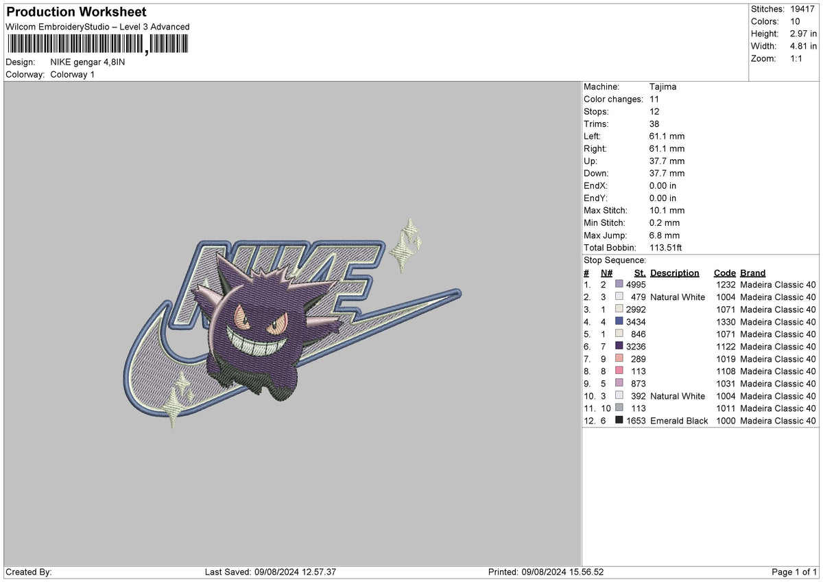 Nike Gengar 24 Embroidery File 6 sizes – Master Digitizer
