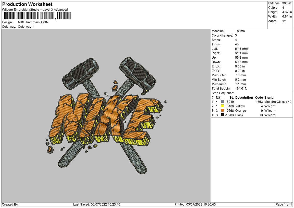 Nike Hammers Embroidery File sizes – Master Digitizer