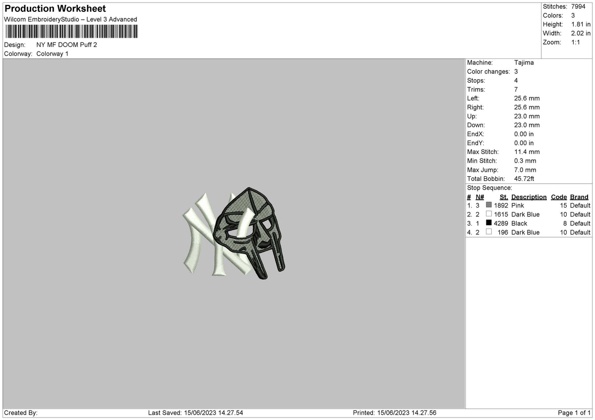 Ny Doom Puff Embroidery File 6 sizes – Master Digitizer