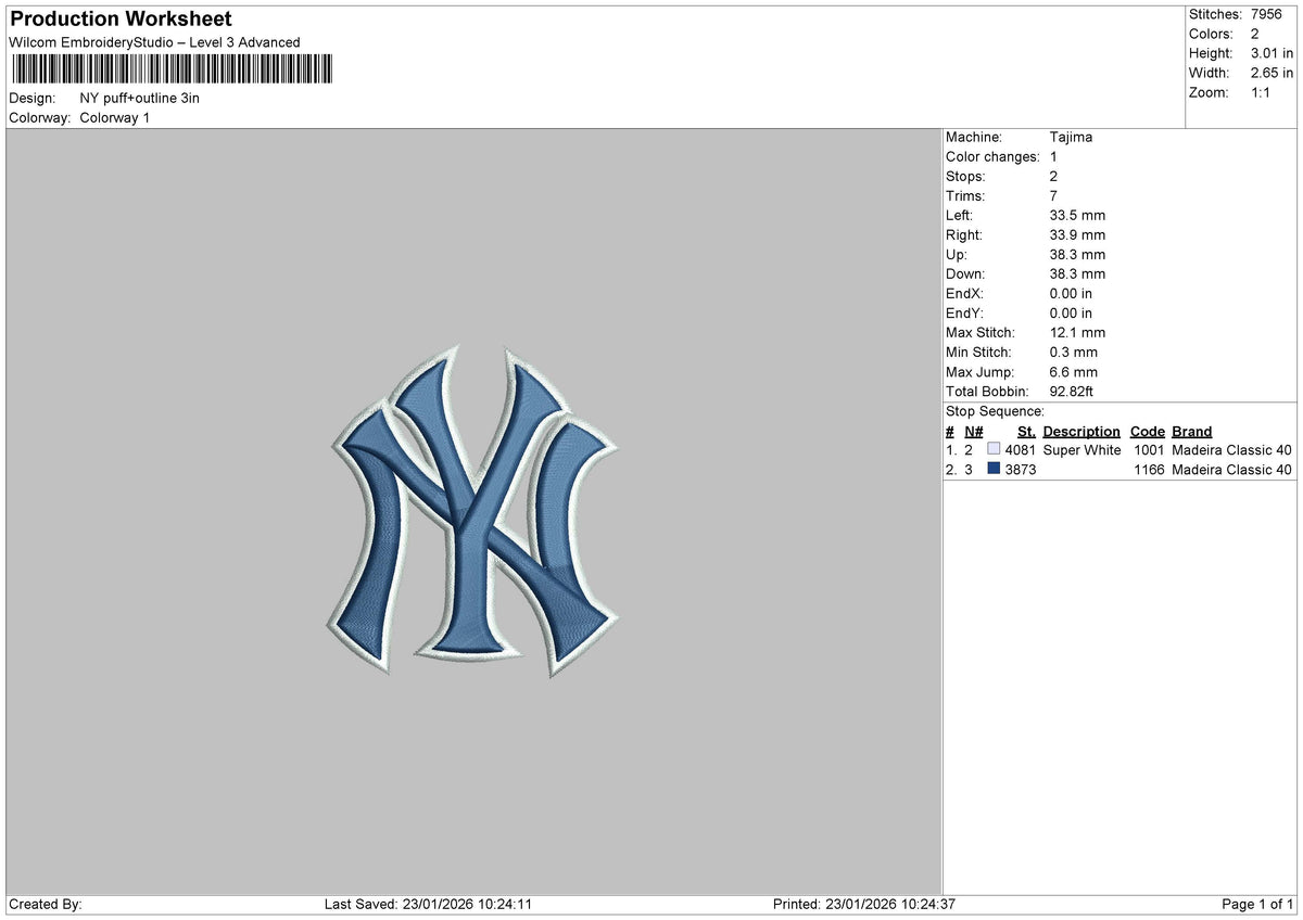 NY puff+Outline Embroider File 6 sizes – Master Digitizer