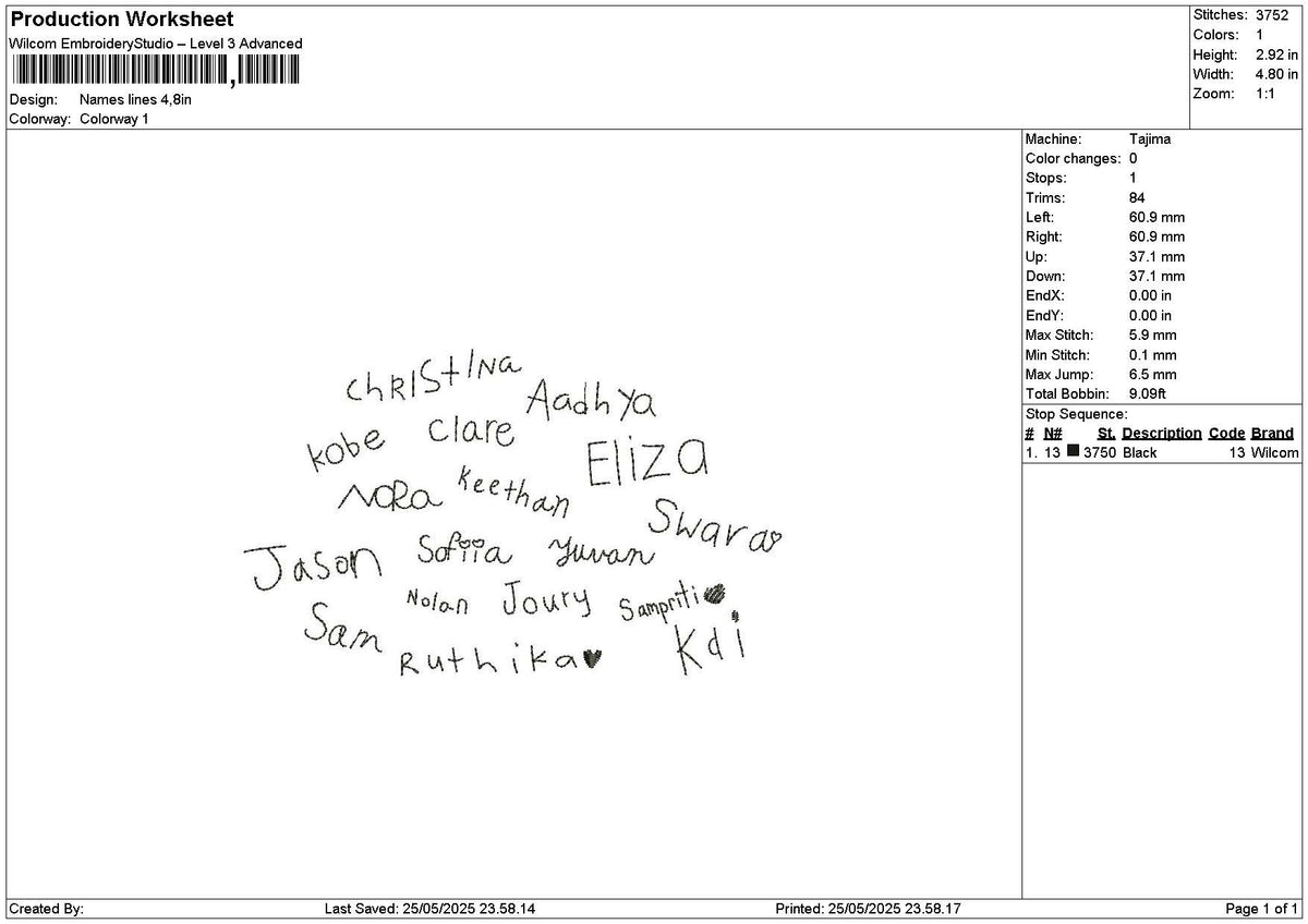 Names Line Embroidery File 6 sizes – Master Digitizer
