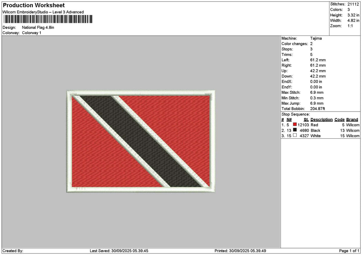 Flag 2909 Embroidery File 6 sizes – Master Digitizer