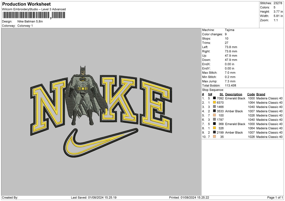 Nike Batman 0108 Embroidery File 6 sizes – Master Digitizer