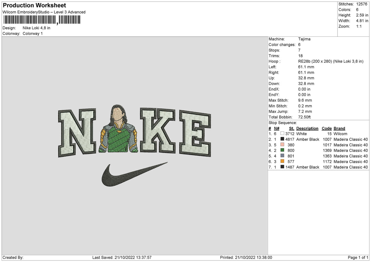 Nike Loki Embroidery File 6 sizes – Master Digitizer